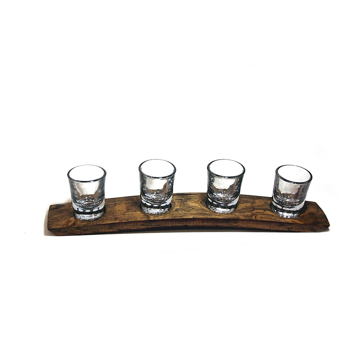 4 Glass Whiskey, Bourbon or Scotch Flight (Dark Walnut