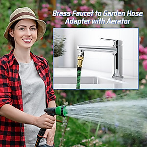 Happyreise Brass Faucet to Garden Hose Adapter with Aerator,Sink Faucet Adapter to Garden Hose for Bathroom Kitchen,3/4" GHT thread Chrome