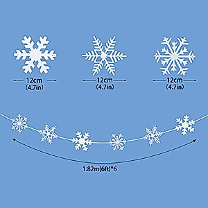 Zwiebeco 36Ft White Paper Snowflakes Garland Hanging Snowflake Bunting Banner Streamers for Winter Wonderland Frozen Christmas New Year Wedding Birthday Baby Shower Party Office Bar Home Decorations