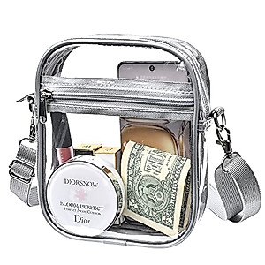 gdbis Clear Crossbody Bag, Stadium Approved Clear Purse Bag for Concerts Sports Events, Grey