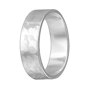 SURANO DESIGN JEWELRY 6mm Men & Women Sterling Silver Hand Hammered FLAT Wedding Band Ring (9)