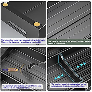 HongzyFirm Aluminum Alloy Kitchen Drawer Utensil Organizer Expandable Large Capacity Kitchen Tool Organizer and Cutlery Tray (2.36 x 5.90 x 18.11 INCH)