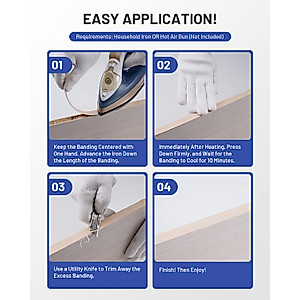 FAKILO Maple Edge Banding, 3/4” X 10ft Roll Real Maple Wood Veneer Edging, Flexible Pre-glued Plywood Edge Banding Strips with Strong Hot Melt Adhesive Iron-on Edgebanding for Furniture Restoration