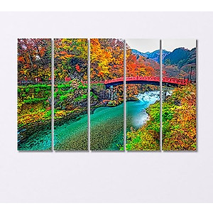 Shinkyo Bridge in Autumn Season Japan Canvas Print 5 Panels / 36x24 inches