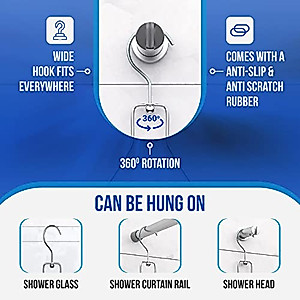 SKATCO Hanging Shower Caddy - 2-Tier Rust-Resistant Stainless Steel Shelves Chrome Rack Over Shower Head Organizer Bathroom Basket Storage Holds Shampoo, Conditioner, Soap, Bath Sponge, Razors