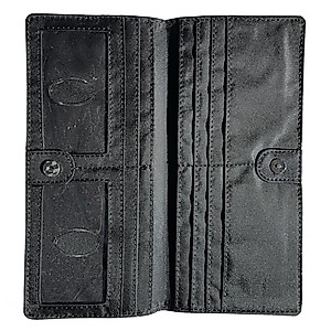Big Skinny Women's Executive Bi-Fold Checkbook Slim Wallet, Holds Up to 40 Cards, Lightweight, Black