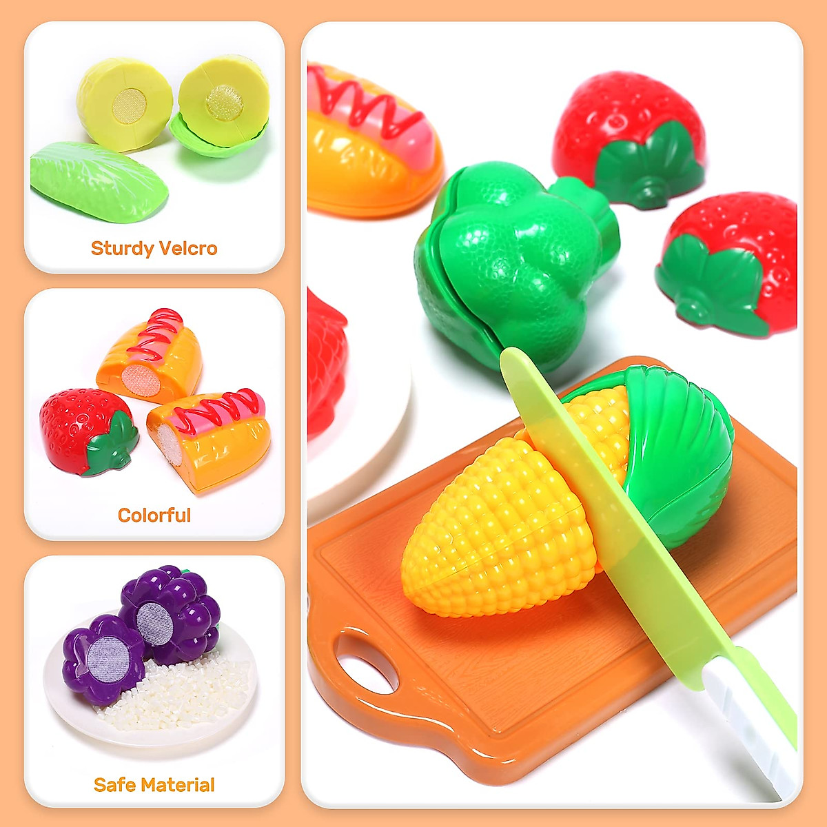 CUTE STONE Play Kitchen Accessories Toy, Play Food Sets for Kids Kitchen, Toddler Kitchen Set for Kids with Play Pots, Pans, Kids Kitchen Playset, Play Kitchen Toys for Girls Boys