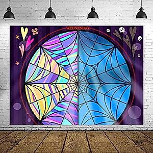 Wednesday Banner Happy Birthday Backdrop Horror Fantasy TV Drama Theme for Boys Girls Fans Room Bedroom Playroom College Dorm and Apartment Decor Wednesday Party Supplies Birthday Party Decorations