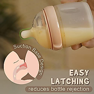 haakaa Gen.3 Silicone Baby Bottle Anti-Colic Baby Bottle with Slow Flow Nipple for Infant Newborn, 5.4oz/160ml, Peach