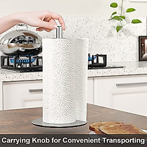 Silver Paper Towel Holder Free-Standing Kitchen Roll Holder, Premium Stainless Steel Kitchen Paper Holder for Kitchen Rolls Organizer, Classic Fashion Kitchen Roll Dispenser