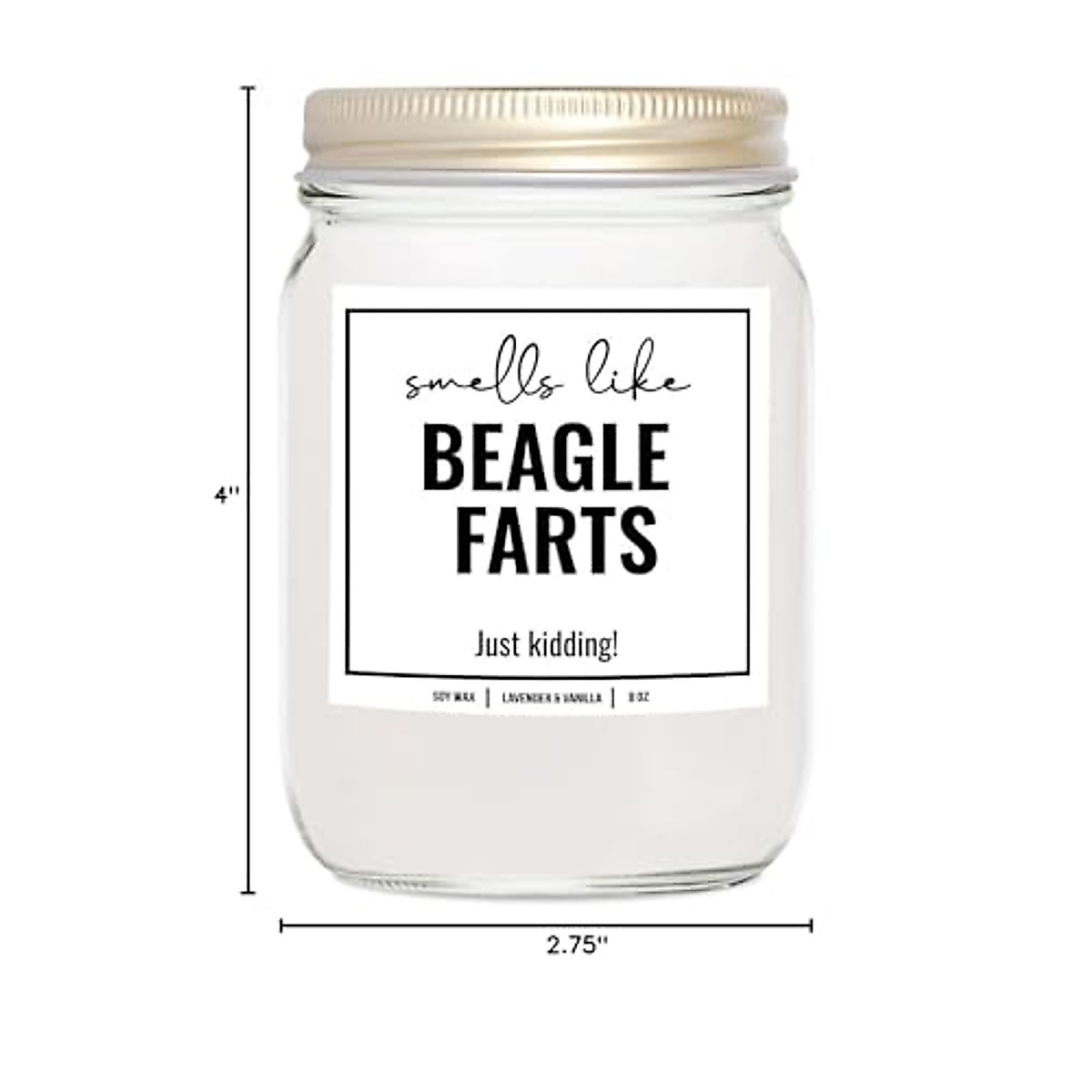 YouNique Designs Smells Like Beagle Farts Soy Candle 8oz - Dog Farts Candle Beagle Gifts for Beagle Lovers - Beagle Gifts for Women, Men - Beagle Dad Gifts, Dog Mom Gifts (Lavender & Vanilla)