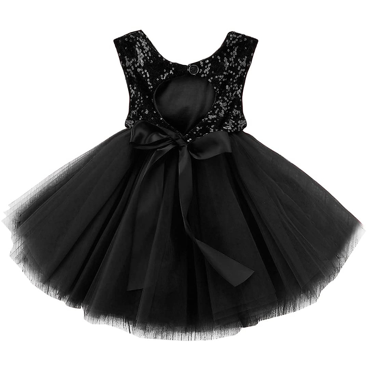 AGQT Toddler Girls Dresses Flower Girl Dress Sequins Tutu Dress Kids Sleeveless Tulle Princess Birthday Dresses Formal Party Gowns Dress Black Size 2-3 Years(110)