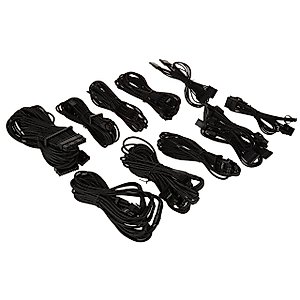 CORSAIR Premium Individually Sleeved PSU Cables Pro Kit for Corsair PSUs – Black, 2 Year Warranty