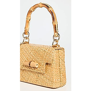 Serpui Marie Women's Stella Bun Straw Mini Bag, Toast, Tan, One Size