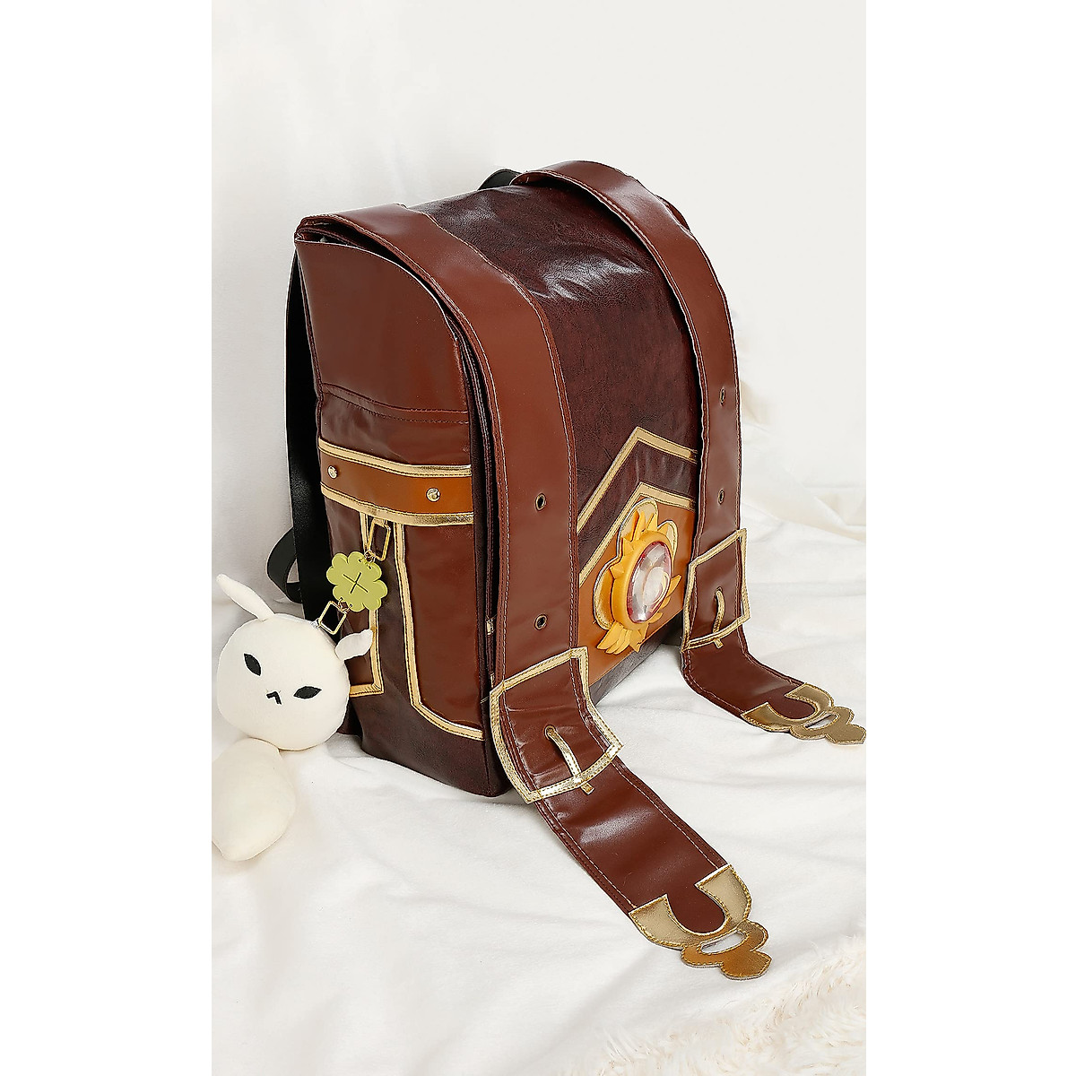 Cosplay.fm Brown PU Leather Bag Cute Backpack with Accessory