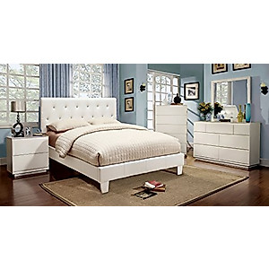 Furniture of America Clarrisse Leatherette Platform Bed, California King, White
