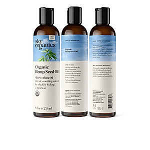 Sky Organics Organic Hemp Seed Oil for Face, 100% Pure & Cold-Pressed USDA Certified Organic to Nourish, Soothe, 8 fl. Oz.