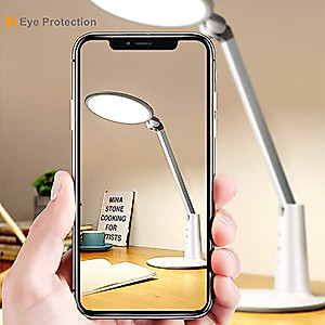 GERINTECH LED Desk Lamp with Adjustable Brightness, Dimmable Bright Table Lamp for Bedroom, Office, Reading, Study (White)