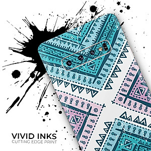DesignSkinz Ethnic Aztec Blue and Pink Point Protective Vinyl Decal Wrap Skin Cover Compatible with The Samsung Galaxy S20 (Screen Trim & Back Glass Skin)