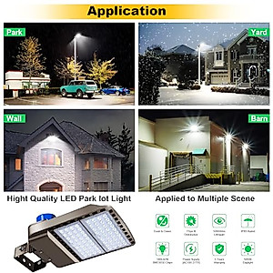 LEDMO LED Parking Lot Lights 19500LM - [500W HID/HPS Replacement] Adjustable LED Shoebox Street Pole with Dusk to Dawn Photocell 4 Pack Commercial Area Yard Lighting 5000K