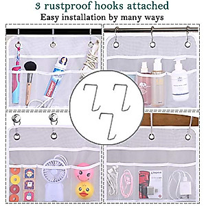 MISSLO Hanging Mesh Pockets Hold 340oz/1000ml Shampoo Shower Organizer with Over the Door Hooks