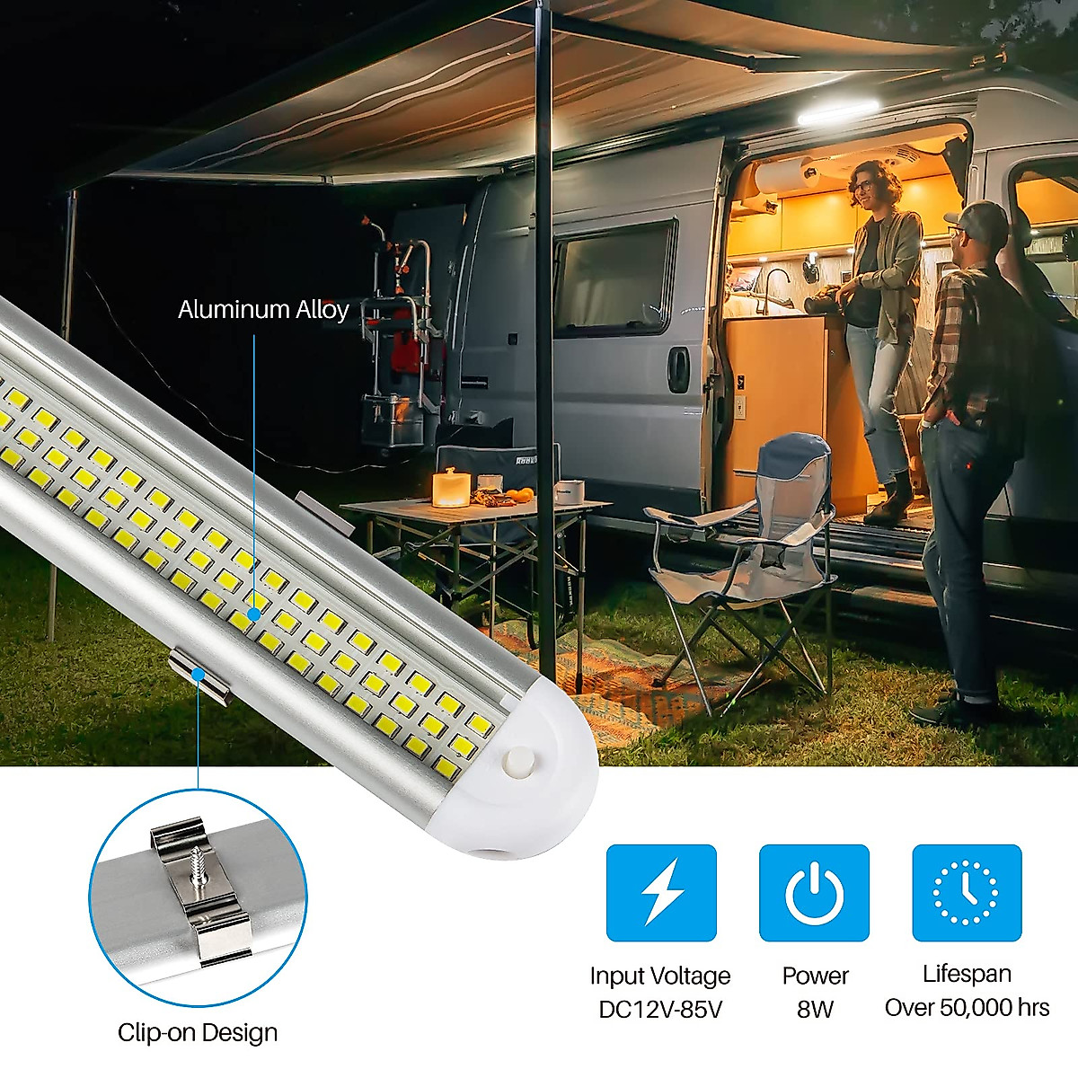 12v LED Interior Light Bar，CT CAPETRONIX 120LEDs 1500LM 8W DC 12 Volt led Strip Lights with ON/Off Switch，for Enclosed Cargo Trailer, Car RV Van Truck Lorry Camper Boat Caravan Motorhome (4Pack)