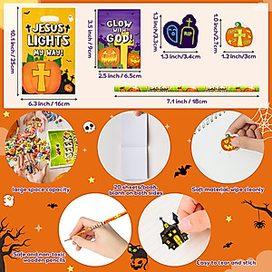 ANGOLIO 146Pcs Halloween Christian Jesus Party Bag Filler Pumpkin Cross Eraser Religious Pumpkin Pencil Notebook Pumpkin Cross Candy Bag and Sticker Halloween Decor Christian Halloween Party Supplies