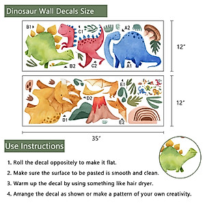 Yovkky Baby Dinosaur Wall Decals Stickers, Dino Volcano Cave Neutral Nursery Toddler Playroom Decor, Kids Room Home Decorations Girls Boys Bedroom Classroom Daycare Art