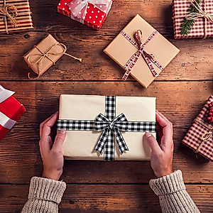 Deloky 50 Yard Large Buffalo Plaid Ribbon-1.0 Inch Black and White Christmas Plaid Check Ribbon, Lumberjack Ribbon for Lumberjack Party, Christmas, Mother's Day Gift,DIY Craft Decoration