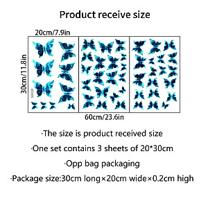 Glow in The Dark Butterfly Wall Decals Blue Luminous Butterfly Wall Stickers Wall Art Butterfly Decor DIY Wall Decals for Kids Girls Bedroom Bathroom Decorations