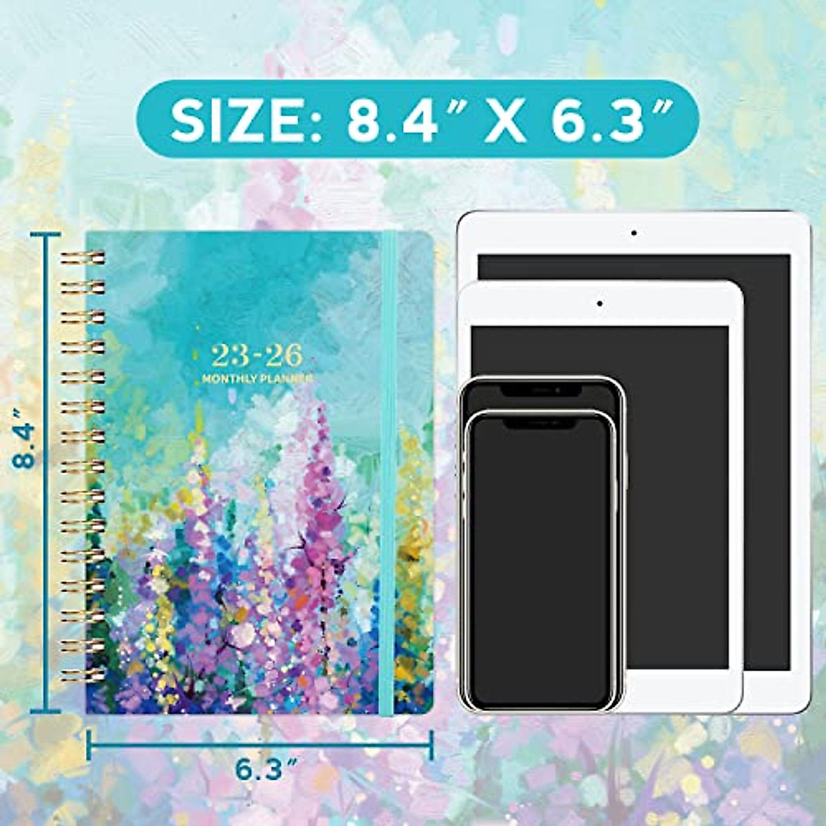 2023-2026 Monthly Planner/Calendar - 3 Year Monthly Planner 2023-2026, July 2023 - June 2026, 6.3" x 8.4", 36 Monthly Planner with Hardcover, Back Pocket with 30 Notes Pages & Tabs - Oil Painting