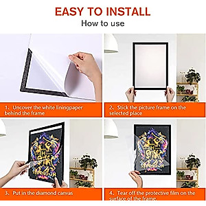 AOSGEDY 6 PACK Diamond Painting Picture Frames for 30x40cm, Diamond Art Canvas Frames 12" x 16", Self Adhesive Diamond Magnetic Art Frame, Frames for Wall Window Door Black, Inside Size 10" x 14"