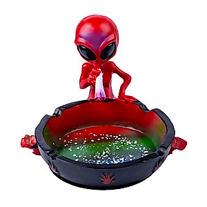 Yblenic Ash Tray Cool Ashtrays for Cigarettes, Alien Fantasy Ashtray Decor for Home Office, Ornament Gifts (Red, Alien)