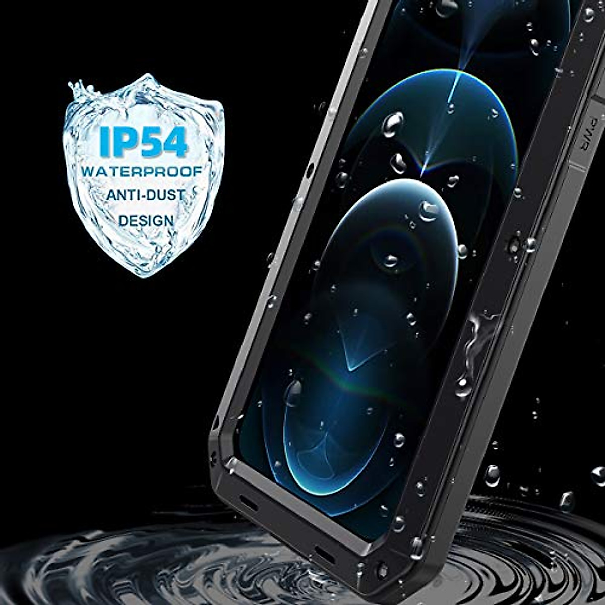 Marrkey iPhone 12 Case, 360 Full Body Protective Cover Heavy Duty Shockproof [Tough Armour] Aluminum Alloy Metal Case with Silicone Built-in Screen Protector for Apple iPhone 12 Pro 6.1 Inch - Black
