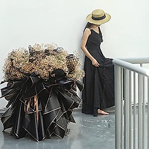 20 Sheets Pure color gold edge Flower Wrapping Paper,Florist Bouquet Supplies,DIY Crafts,Gift Packaging or Gift Box Packaging, Wraps Waterproof Floral Wrapping Paper 22.8x22.8Inch (Dark night black)