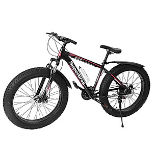 wavsurf Fat Tire Mountain Bike, 21 Speed Outdoor Snow Beach Bike, Adult Women Men Hybrid MTB Racing Bikes, Comfort Complete Cruiser Bicycle, City Commuter Road Cycling (H) 94x88x38cm