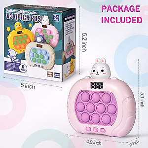 Blackma Fast Push Game Pop Fidget Toys for Kids, Handheld Puzzle Game Sensory Toys with LED Screen, Quick Push Light Up Game Gifts for 3-12 Year Old Girls Boys (Rabbit)