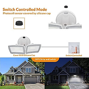 LEPOWER 2 Pack LED Security Light Dusk to Dawn Outdoor Flood Light Fixture with 2 Adjustable Heads, 3000LM/28W, 5500K, IP65 Waterproof Exterior Flood Lights for Garage, Backyard (White)