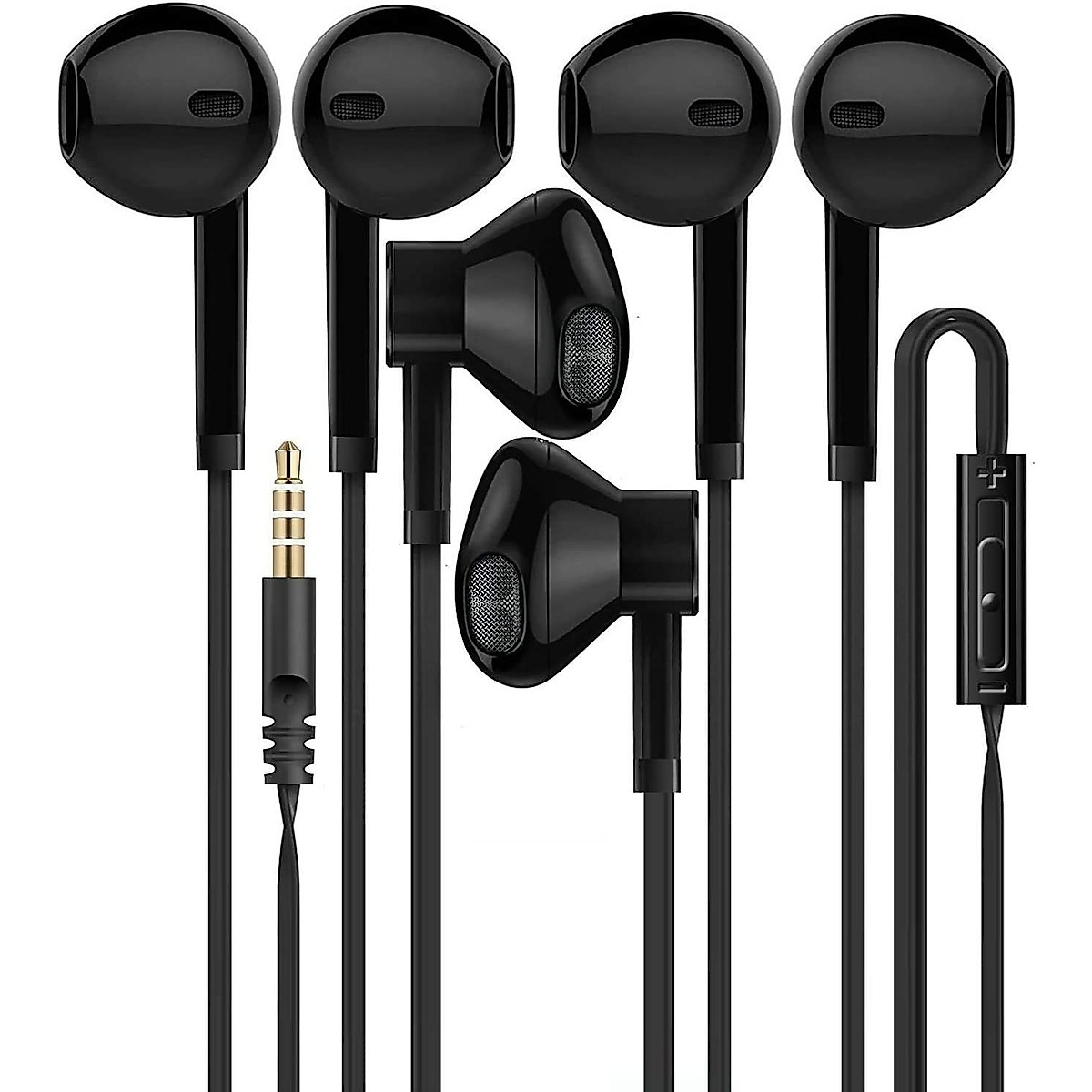 Headphones [3-Pack] Certified in-Ear Earbuds Earphones with Microphone Premium HD Stereo Headphones with Inline Control, Noise Isolating Earbud Headset, Corded, 3.5mm Audio Jack Devices (Black)
