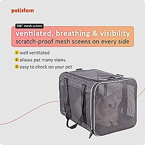 Top Load Soft Pet Carrier for Large and Medium Cats, 2 Kitties. Sturdy, Well-Ventilated, Cozy, Collapsible, Easy to get cat in