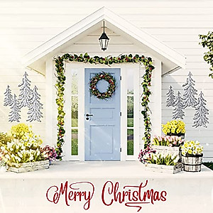 4 Pieces Christmas Pine Sculpture Metal Tree Christmas Metal Pine Tree Metal Wall Art Decor for Home Office Outdoor Wall Decor (Silver)