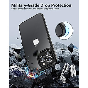 TXXTOL 3 in 1 Magnetic iPhone 14 Pro Case Compatible with Magsafe iPhone 14 pro Case Magsafe+ Screen Protector + Camera Lens Protector Raised Edges Protect Camera and Screen Black+Clear 6.1 Inch