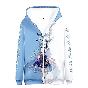 SIAOMA Games Zip Hoodie Jacket Coat Unisex 3D Drawstring Sweatshirt Coat(Ayaka,Small)