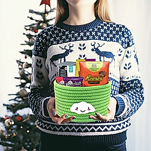 St. Patrick's Day Storage Basket,Lucky Green Decorative Basket Nursery Storage Basket 7.4"*4.7", 5.9"*3.9"(2 Pack)