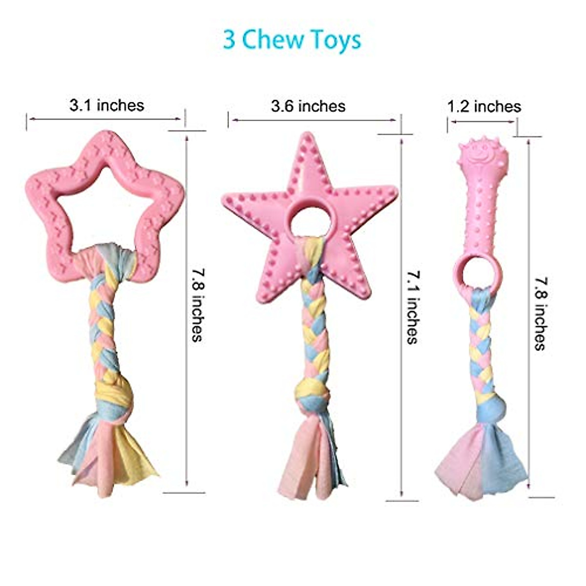 Volacopets Puppy Toys for Teething, Puppy Chew Toys for Small Dogs, Crinkle Dog Toys Small Breed Boredom and stimulating, Dog Toys for Small Dogs, Pink, 5-Pack