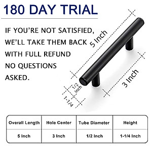 HBL' 30 Pack | 3 Inch Center to Center Matte Black Cabinet Pulls Kitchen Cabinet Handles,Made of Stainless Steel,Ideal for Cabinet,Drawer,Cupboard and Wardrobe.