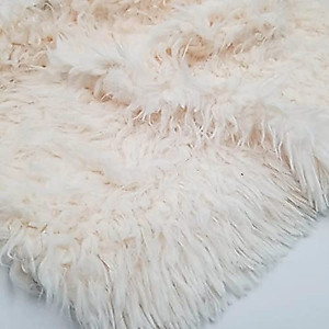 Texco Inc Flokati Curly Faux Fur Cuddly Fabric, Cream 2 Yards