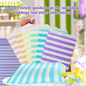 Food Safe Biodegradable Paper Candy Favor & Treat Bags For All Parties - 48 Count Assorted, 7x5 Size - By Chloe Elizabeth (Rainbow Pastel Mix)