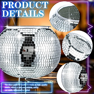 Hoolerry 11L Disco Ice Bucket Disco Party Champagne Ice Bucket Mirror Ball Themed Beer Bucket Retro 70s 80s 90s Theme Disco Party Accessories for Wine Beer Champagne Cooler