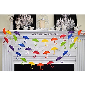 Umbrella Garland, shower decorations, baby shower bridal shower, pink grey white umbrellas, Rain Showers Umbrella, baby sprinkle